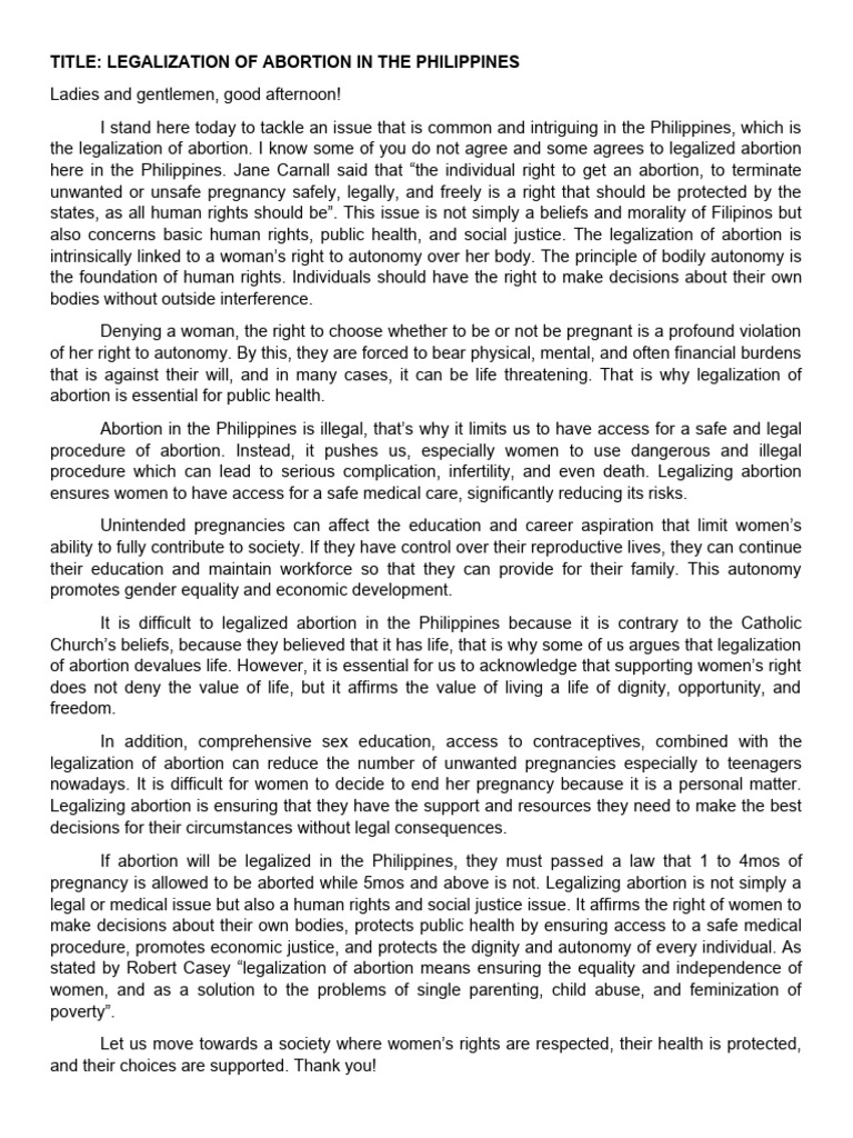 Legalization of Abortion in The Philippines | PDF | Abortion | Abortion ...