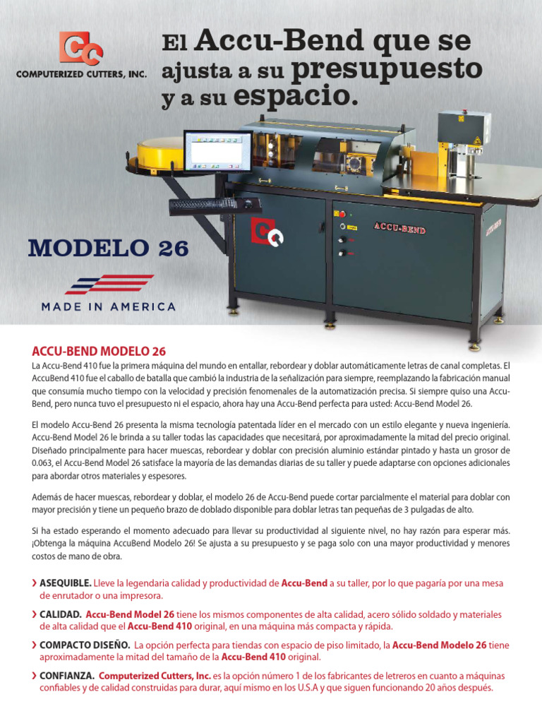 Accu-Bend Modelo 26: Eficiencia y Ahorro | PDF