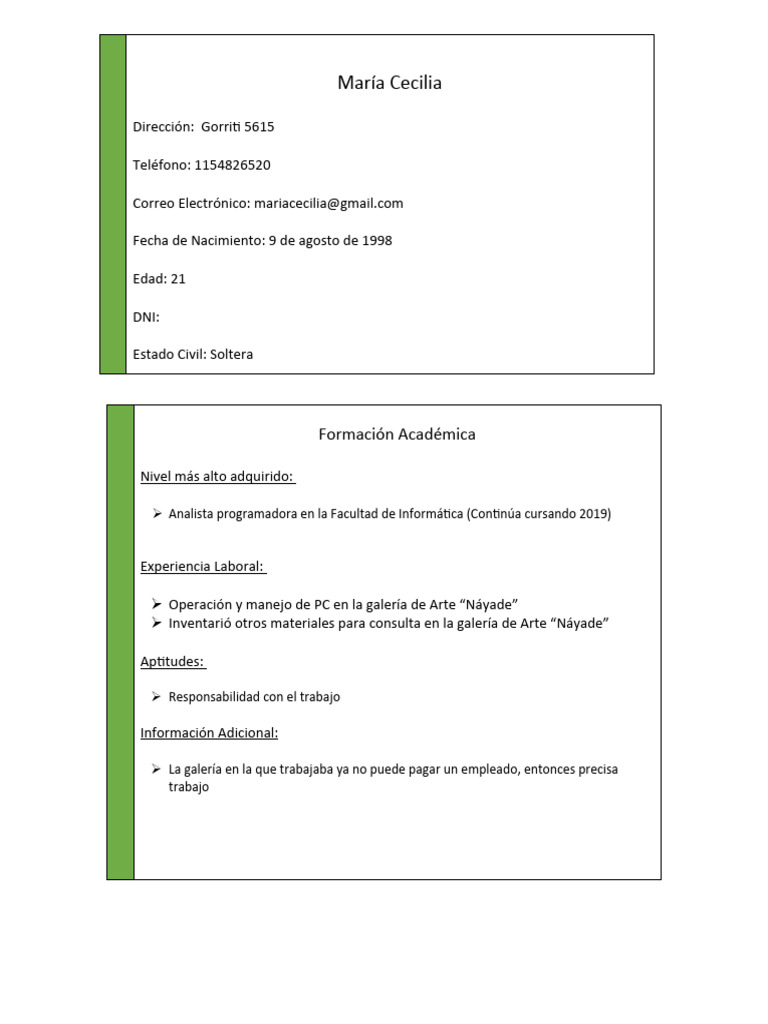 CV Maria Cecilia (Juan Gonzales) | PDF
