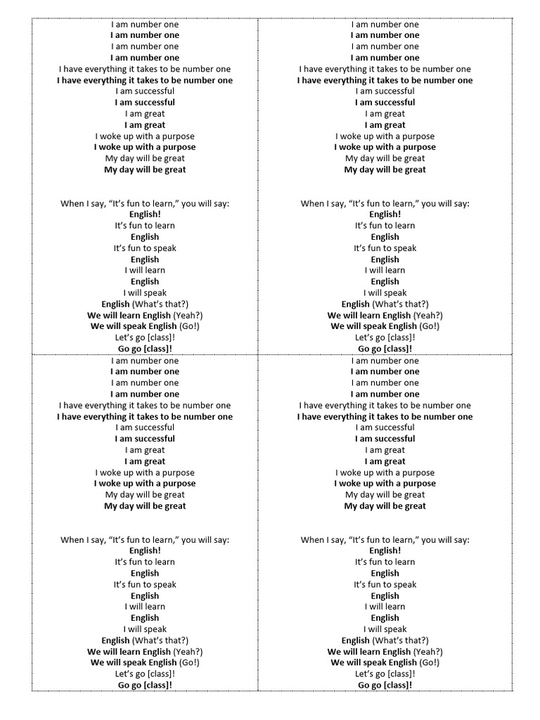 Class Mantra | PDF | Language Arts & Discipline | Foreign Language Studies