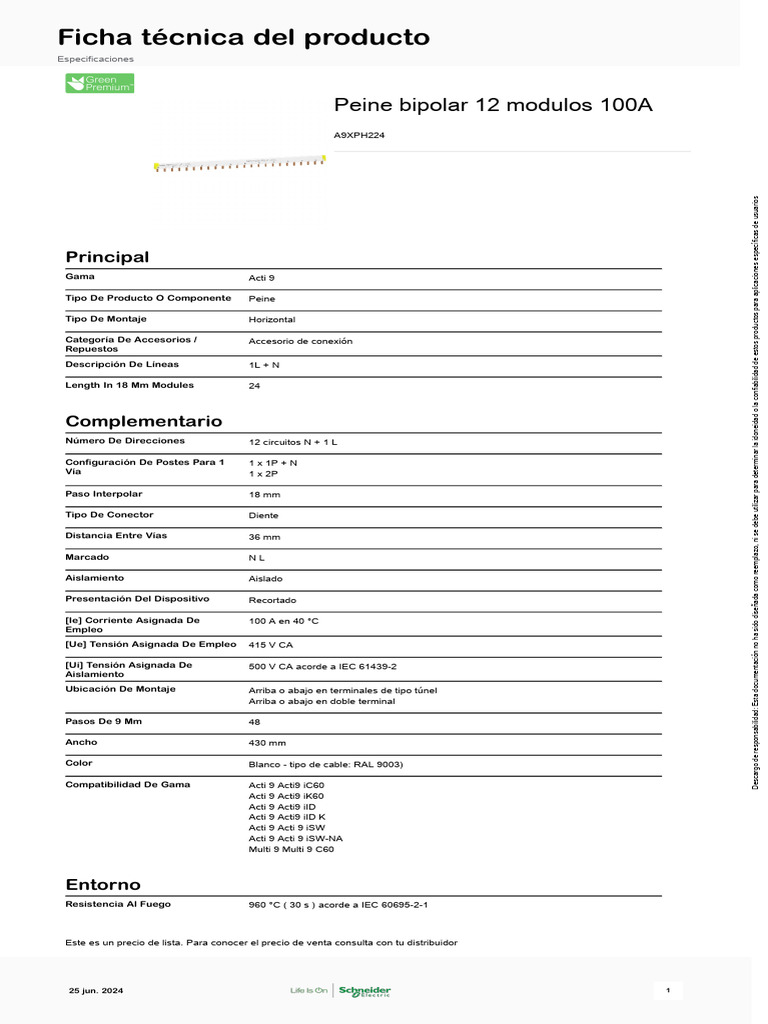 Schneider Electric - Acti9-Comb-Busbars - A9XPH224 | PDF | Residuos ...