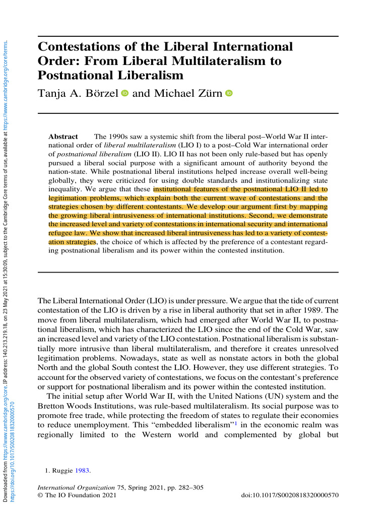 Contestations of The Liberal International Order: From Liberal ...