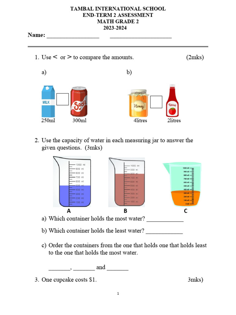 Grade 2 Math - End Term 2 - 2024 | PDF