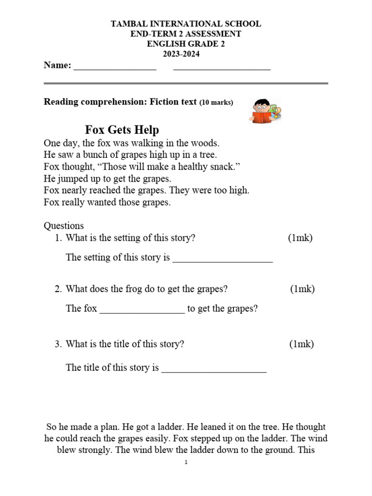 Grade 2 Literacy - End Term 2 2024 | PDF | Flowers | Syntax