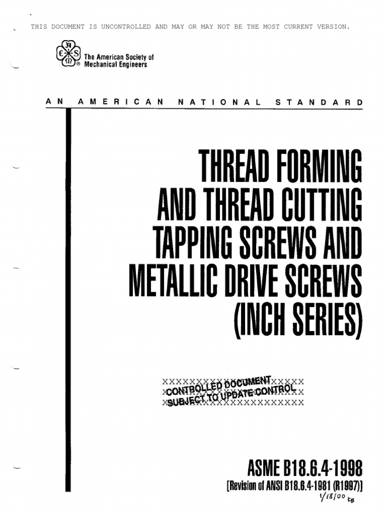 ASME B18.6.4, Rev 1998 | PDF