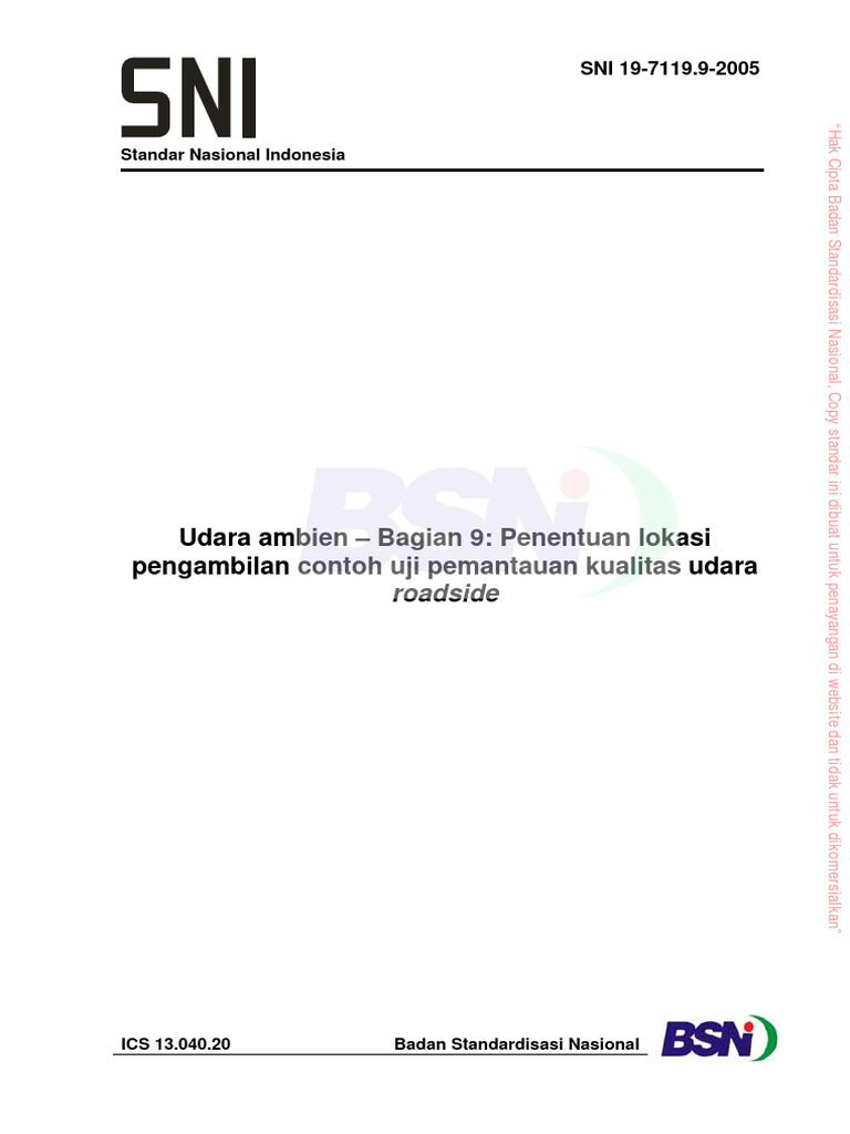 SNI 7119-9-2005 UA Contoh Roadside | PDF | Teknologi & Rekayasa