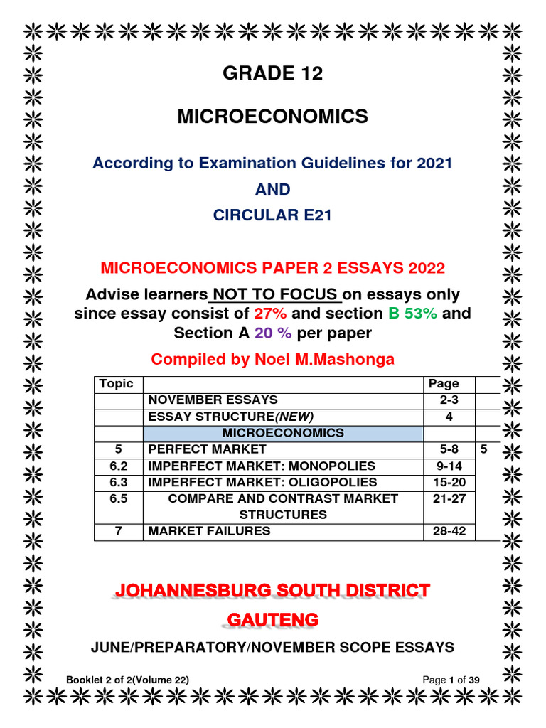 GR 12 Essays Booklet 2 of 2 MICRO | PDF | Profit (Economics) | Economics