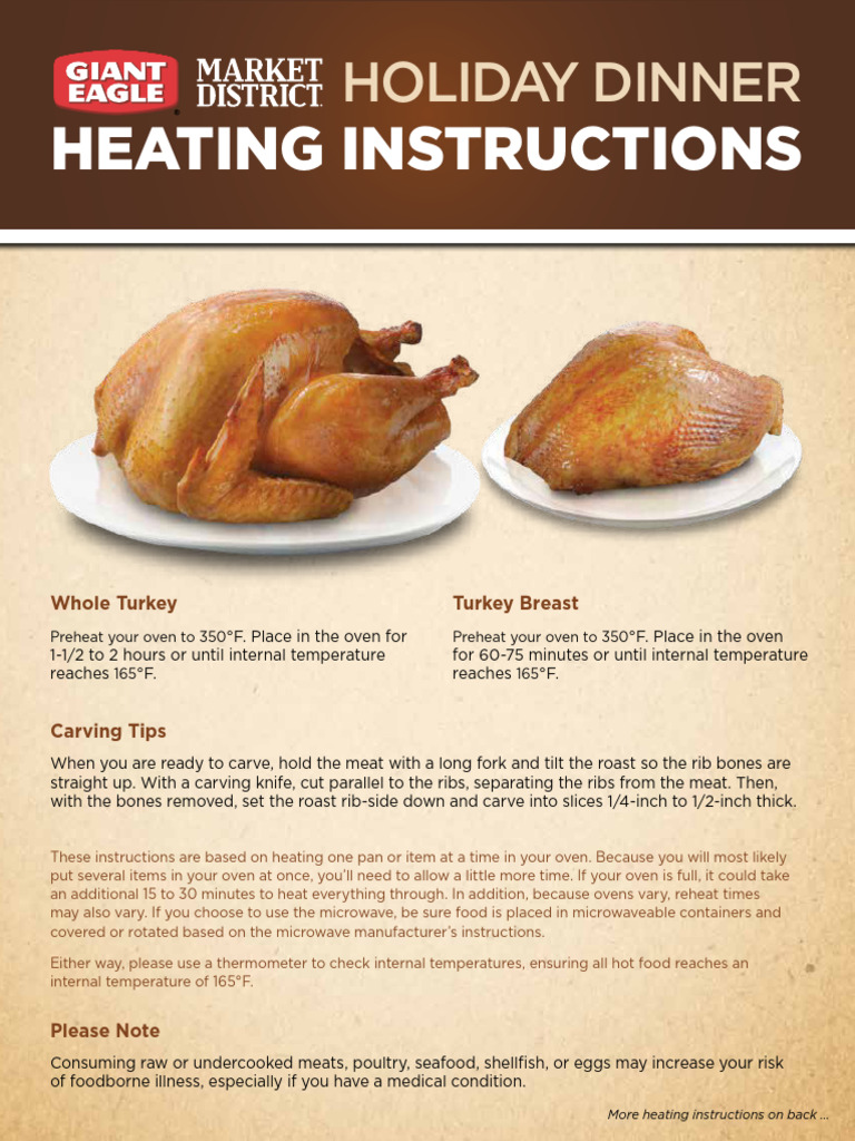 Heating Instructions | PDF | Oven | Turkey Meat