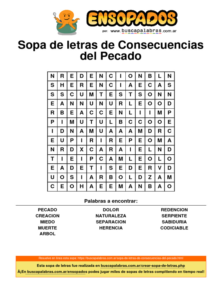 sopa-de-letras-de-consecuencias-del-pecado | PDF