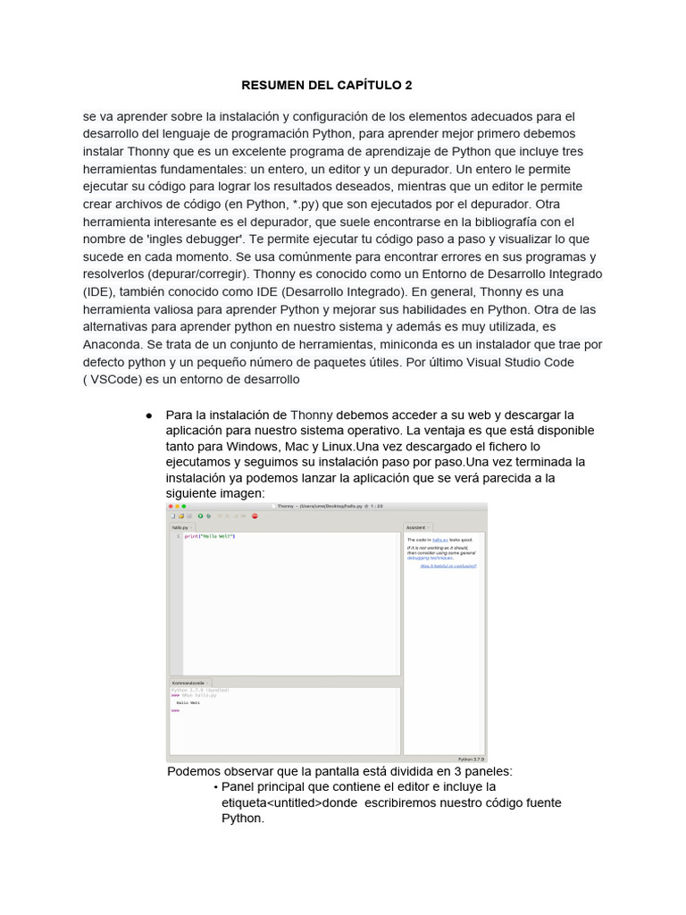 Resumen Del Capítulo 2 | PDF | Entorno de desarrollo integrado | Python ...