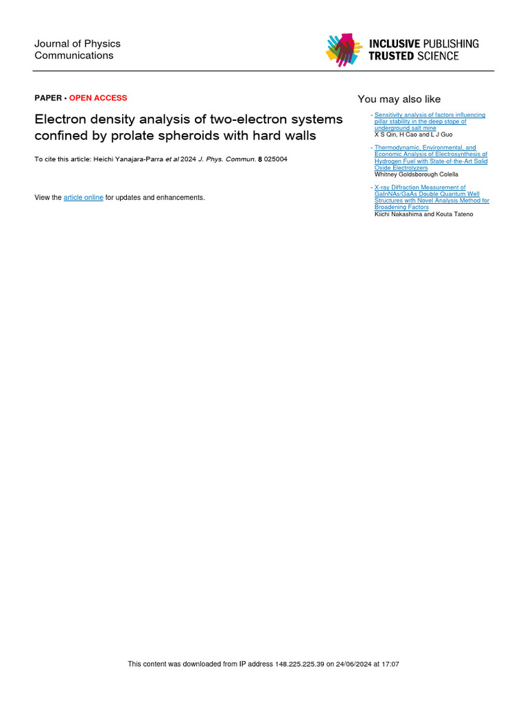 Yanajara-Parra 2024 J. Phys. Commun. 8 025004 | PDF | Hartree–Fock Method | Physical Sciences