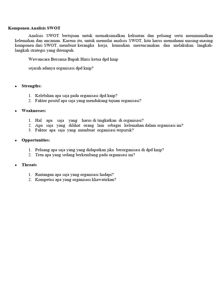Pertanyaan Wawancara DPD Knip | PDF