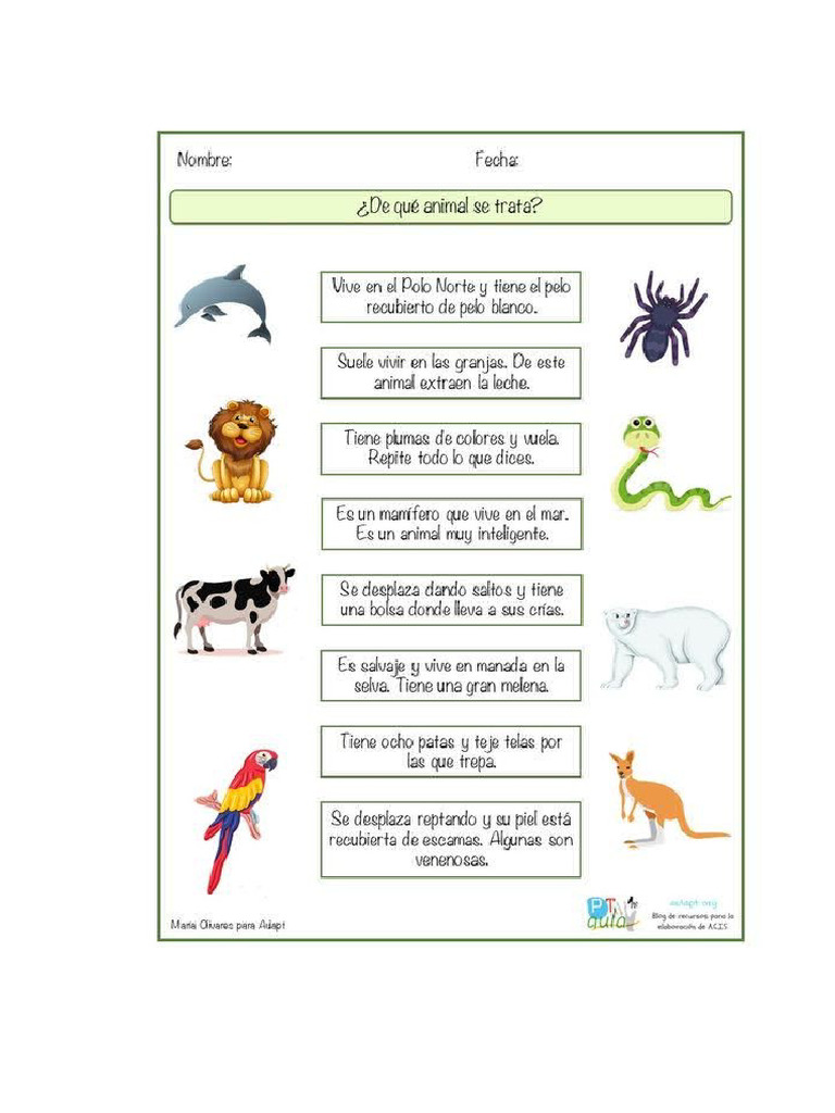 Caracteristicas de Animales | PDF