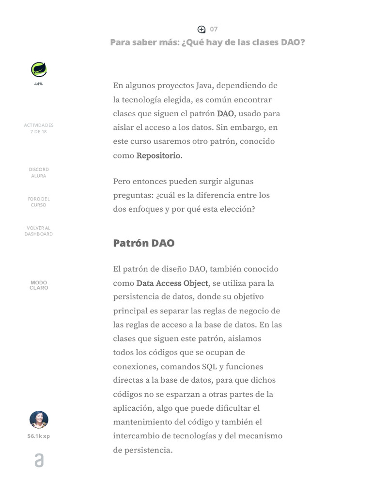 Diferencias entre DAO y Repositorio en Java | PDF | Desarrollo de ...
