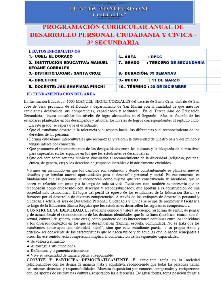 3° Plan Anual DPCC 2024 | PDF | Desarrollo personal | Democracia