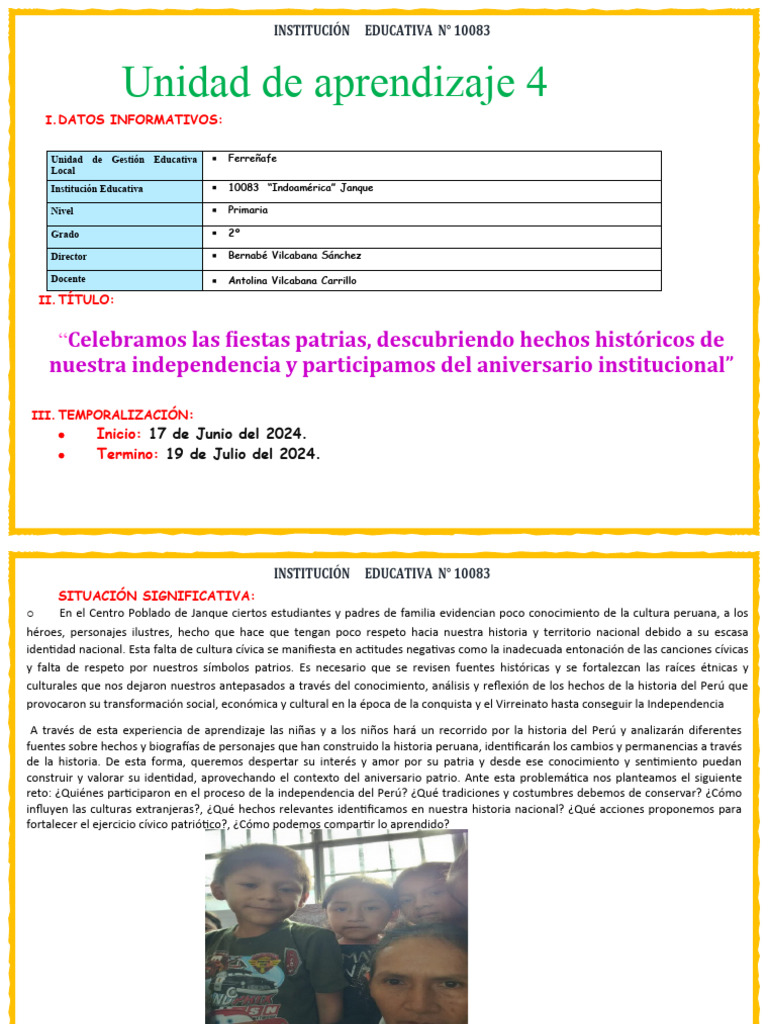 Unidad de Aprendizaje Nº5-2024-2° Grado Maestra Janet-1 | PDF ...