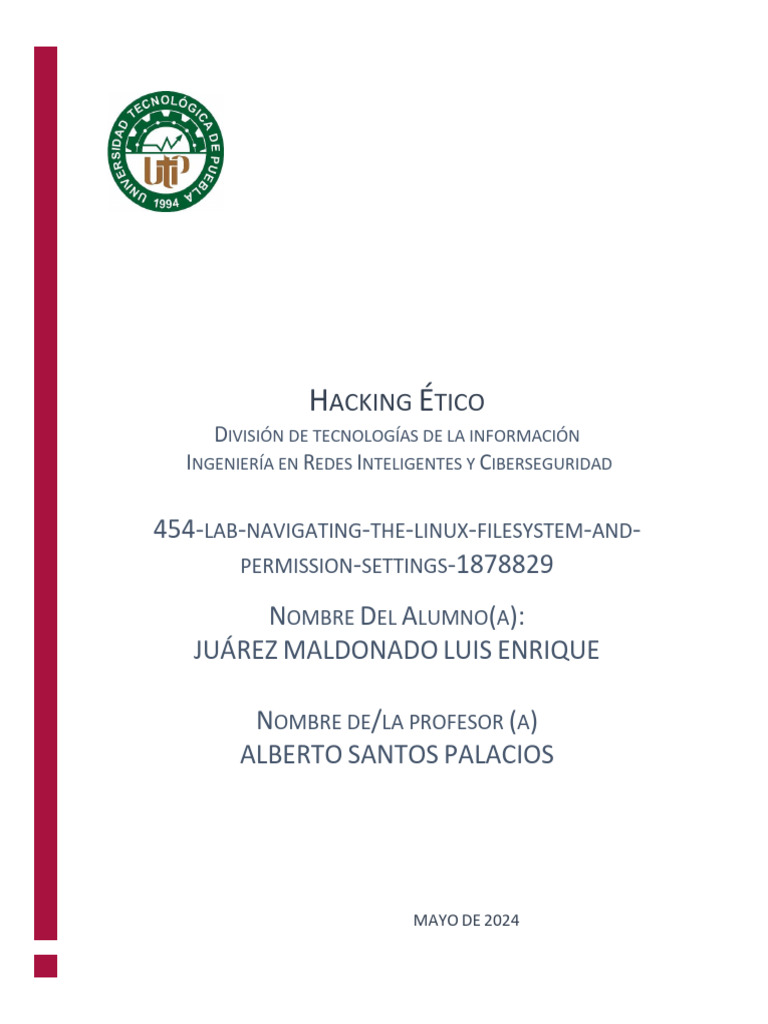 4.5.4 Lab Navigating The Linux Filesystem and Permission Settings 1878829 | PDF | Computer File ...