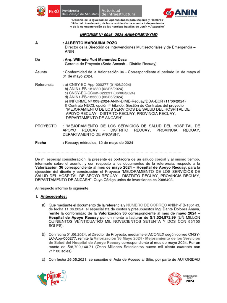 Valorización 36: Mejoras en Hospital Recuay | PDF | Hospital