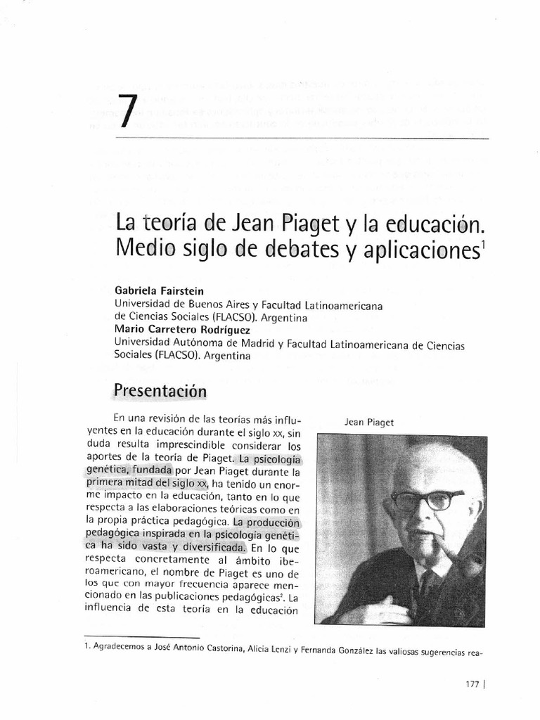 La Teoria de Jean Piaget y La Educacion. Medio Siglo de Debates y ...