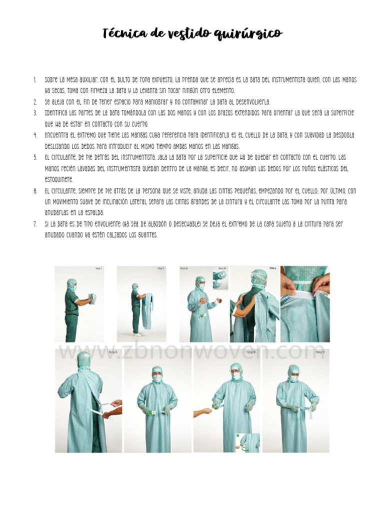 Guía de Vestido y Enguantado Quirúrgico | PDF | Guante | Mano