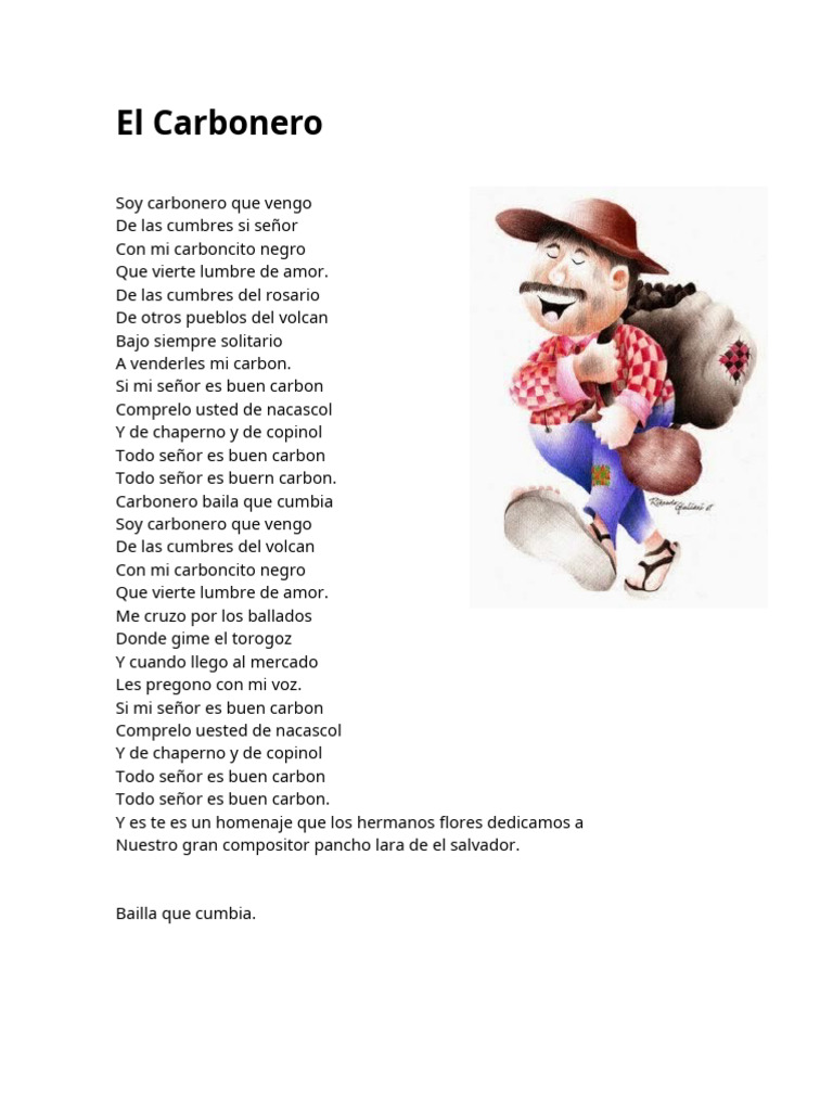 Letra de la canción "El Carbonero" | PDF