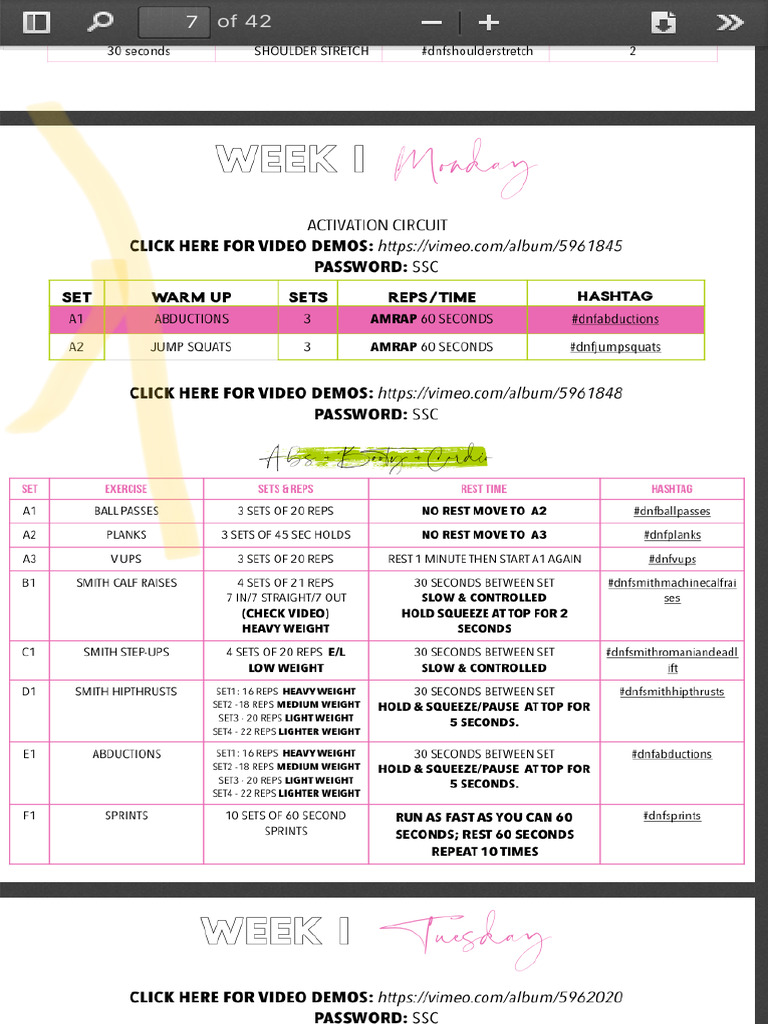 SUMMER SHRED GYM WEEK 1-6 - j2tLr4N2ykS | PDF | Weight Training ...