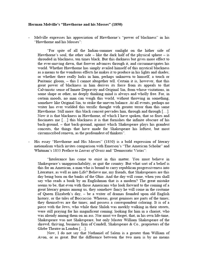 Herman Melville S Hawthorne and His Mosses - Text Guia | PDF | History