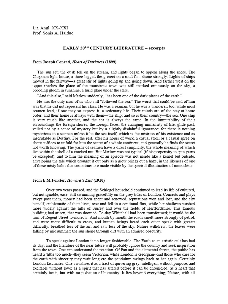 Excerpts Edwardian And Modernist Lit Pdf