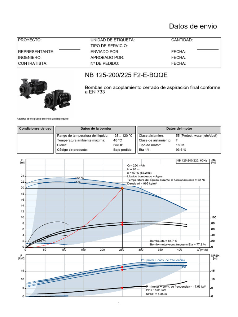 NB - 125 200 216 - BQQEPX4 - Torre - 250 m3 H - 20 Mca | PDF | Bomba