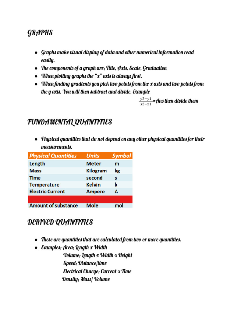 Physics Study Guide | PDF | Length | Area