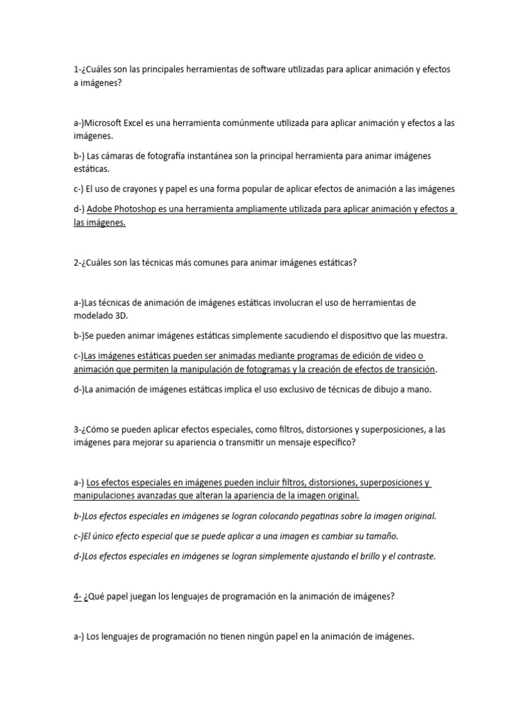 Preguntas Tema | PDF | Animación | Diseño gráfico