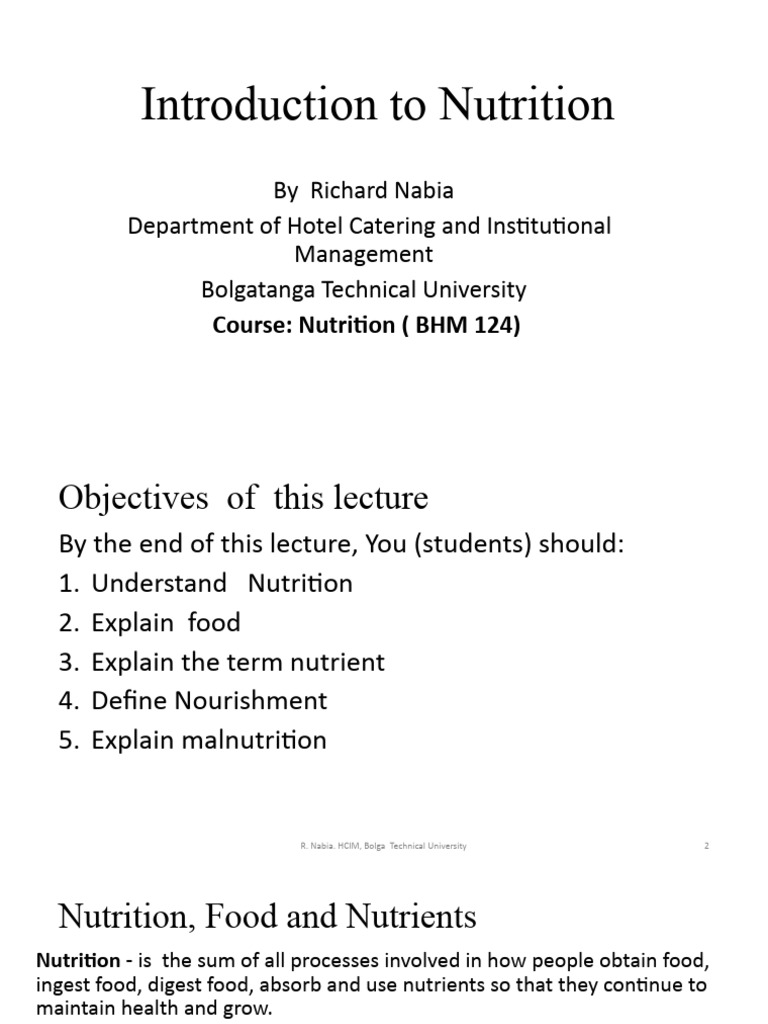 Introduction To Nutrition | PDF | Digestion | Human Digestive System