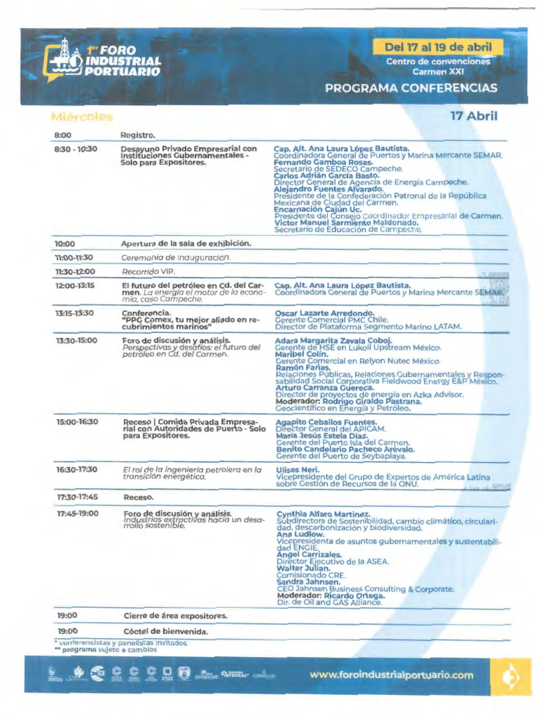 Programa Foro Industrial | PDF
