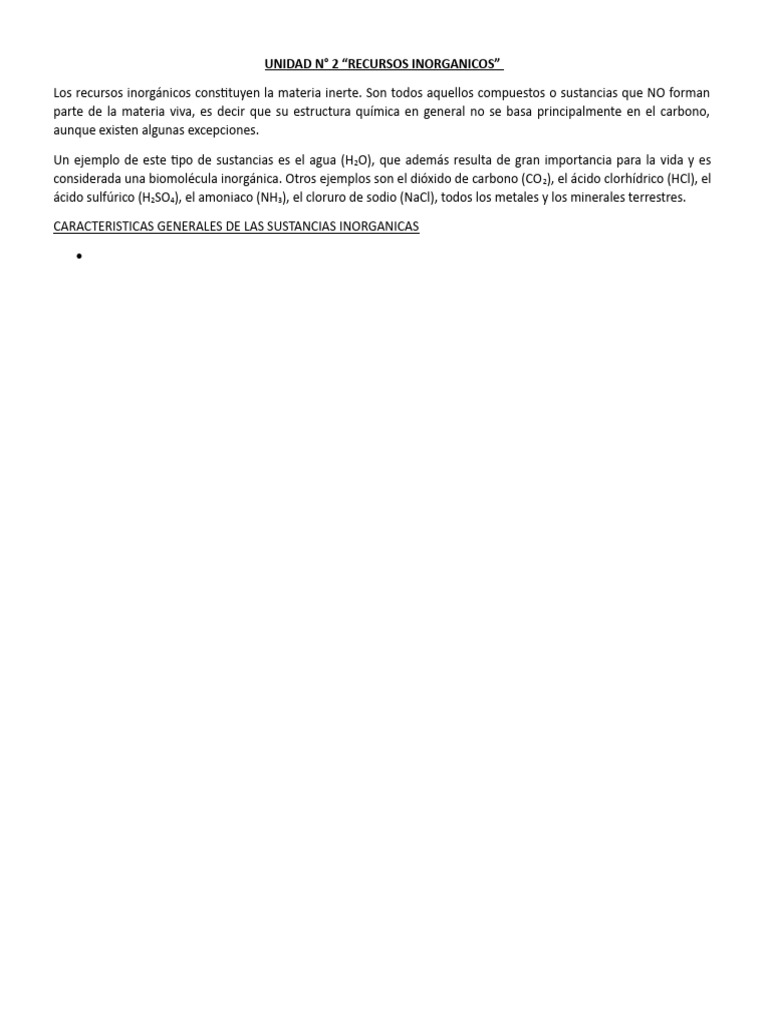 U2 Recursos Inorganicos 2024 | PDF