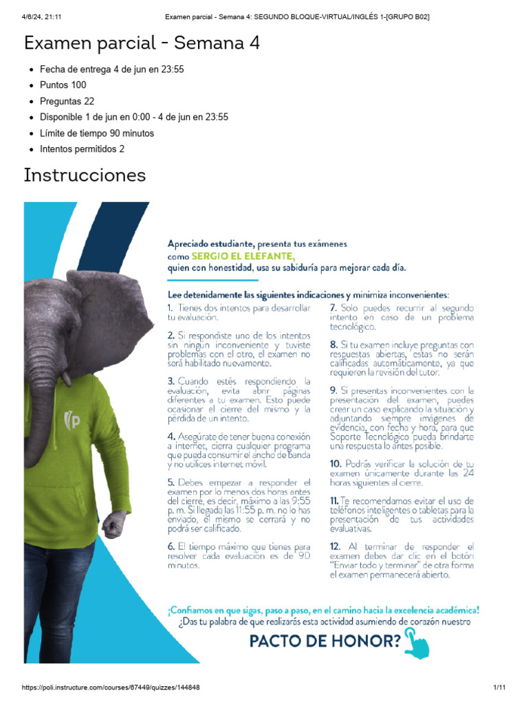 Examen Parcial - Semana 4 - SEGUNDO BLOQUE-VIRTUAL - INGLÉS 1 - (GRUPO ...