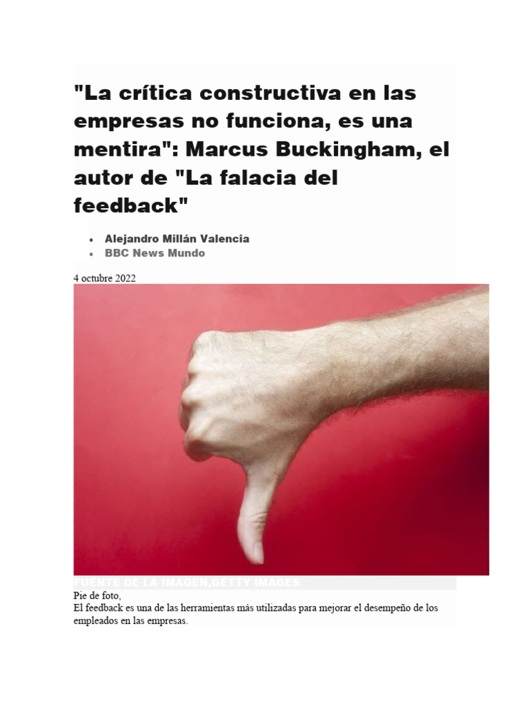 La Crítica Constructiva en Las Empresas No Funciona | PDF | Realimentación | Falacia