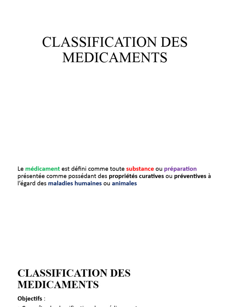 Classification Des Medicaments | PDF | Corticoïde | Anti-inflammatoire