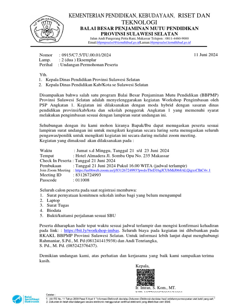 Surat Undangan Peserta-Hybrid | PDF