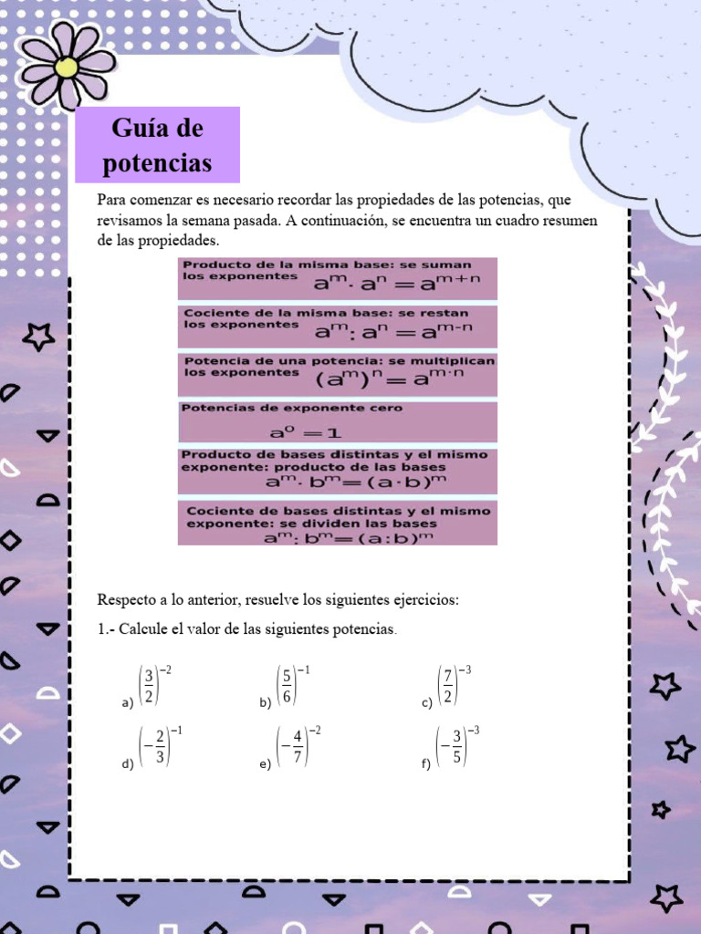 Guía potencias | PDF | Exponenciación | Entero