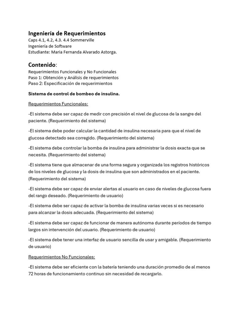 Reqs. Insulina: Funcionales y No Funcionales | PDF | Software | Insulina