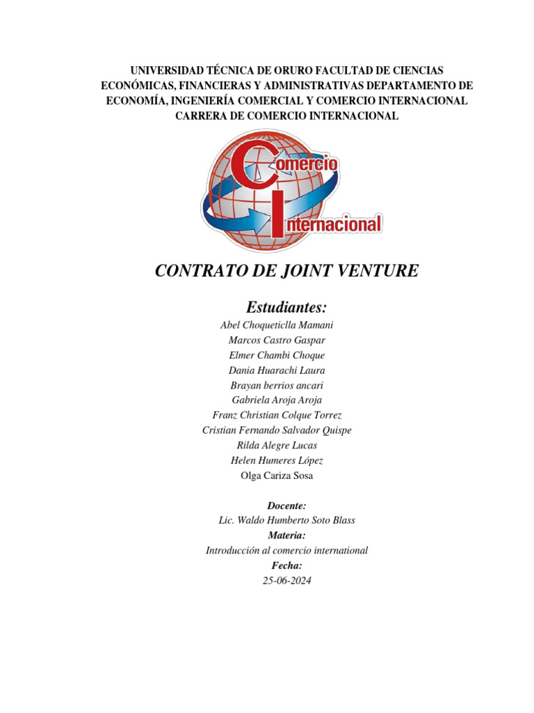 Guía Completa: Contrato Joint Venture | PDF | Proyecto conjunto | Business