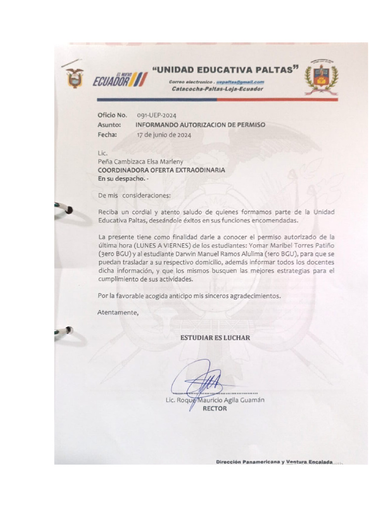 OFICIO DE AUTORIZACION DE PERMISO (pdf.io) | PDF