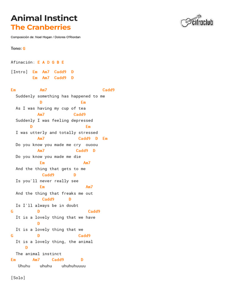 Animal Instinct Chords and Lyrics | PDF