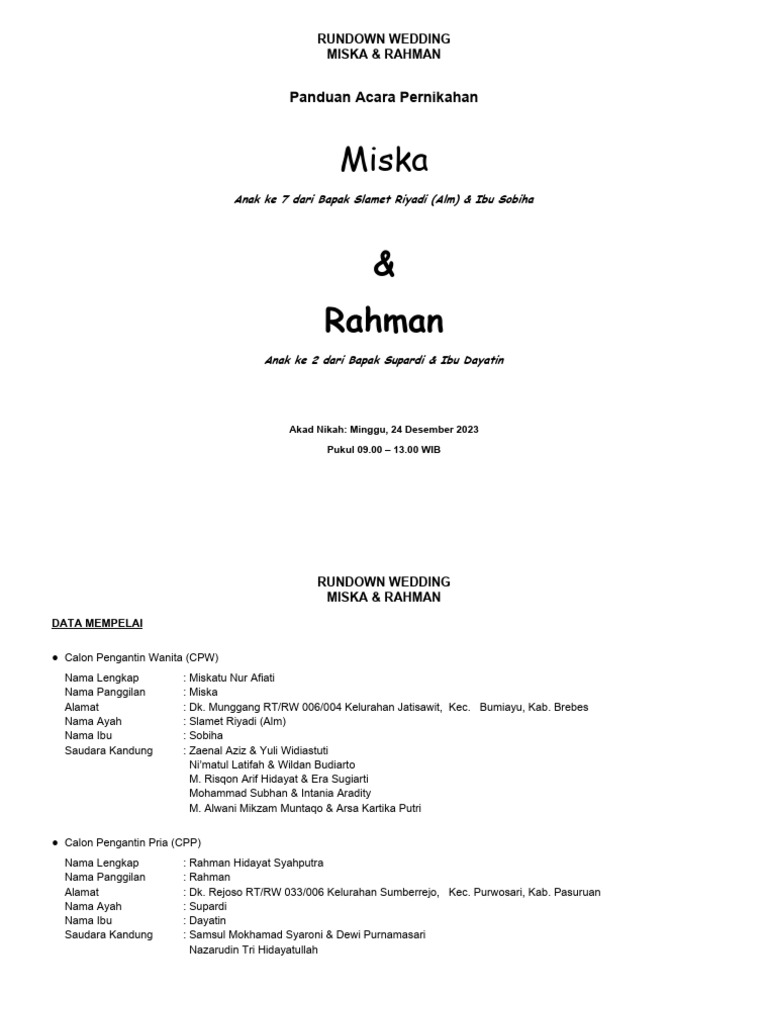 Rundown Wedding | PDF