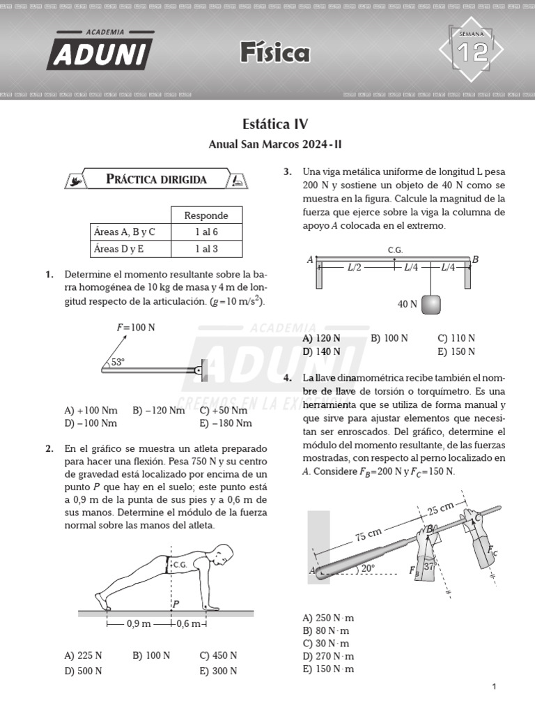 Física - Estática IV / Ejercicios | PDF