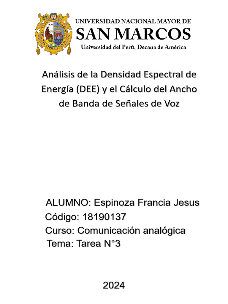 Análisis DEE y Ancho de Banda en Voz | PDF | Muestreo (procesamiento de ...