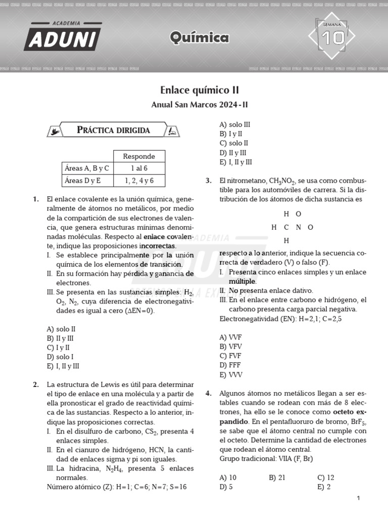 Química - Enlace Químico II / Ejercicios | PDF | Enlace químico ... Química - Enlace Químico II / Ejercicios | PDF | Enlace químico ...