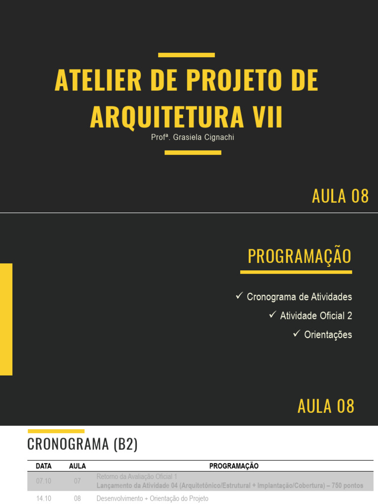 Aula 08 - Cronograma Avaliação Oficial 2 | PDF | Projeto arquitetônico ...