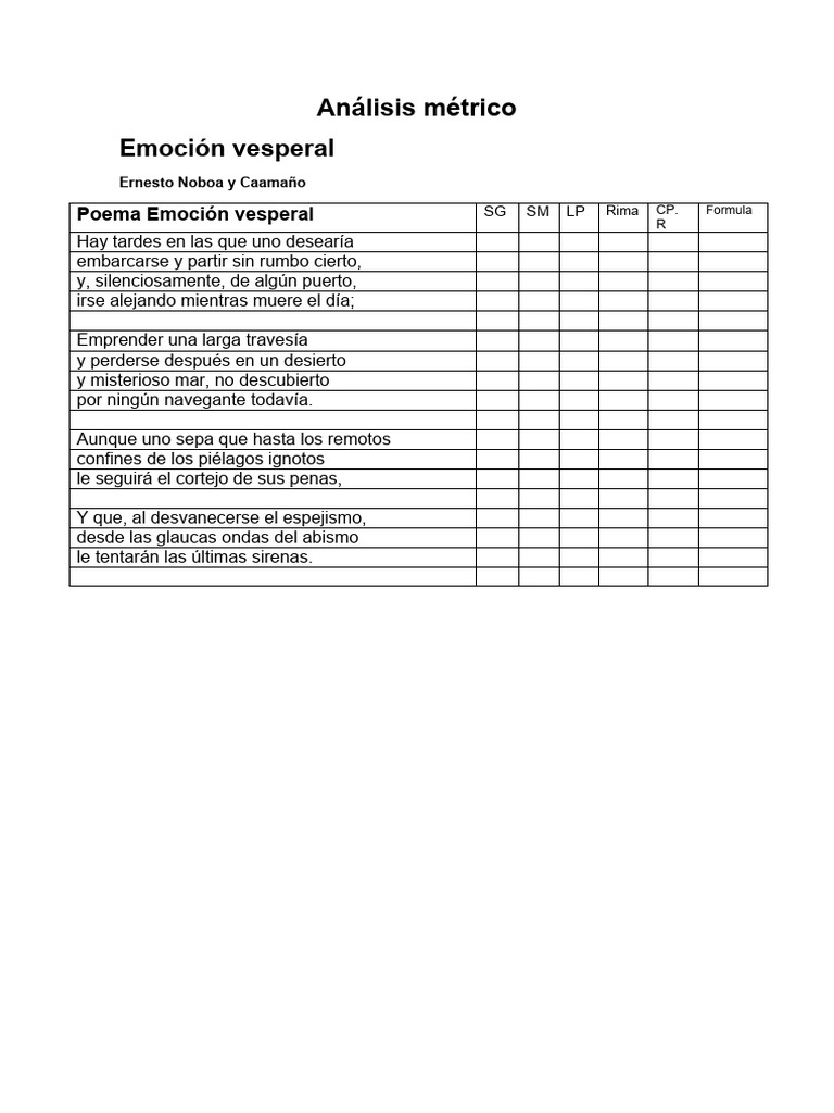 Poema Emocion Vesperal | PDF