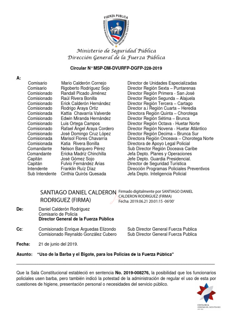 Circular N MSP-DM-DVURFP-DGFP-228-2019 Uso de La Barba | PDF | Barba